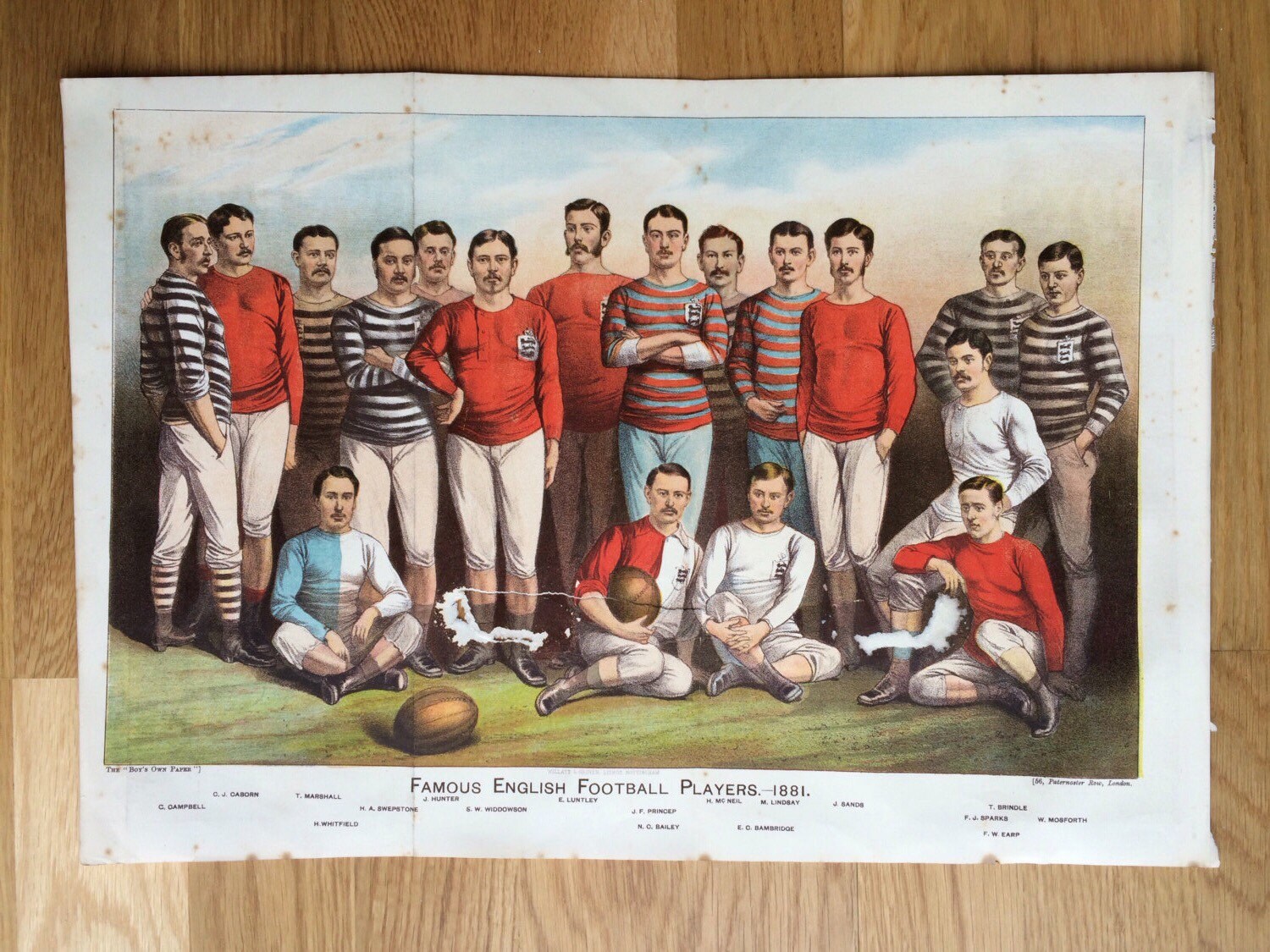 1881 English Football Players from 1881 Original Antique print ...