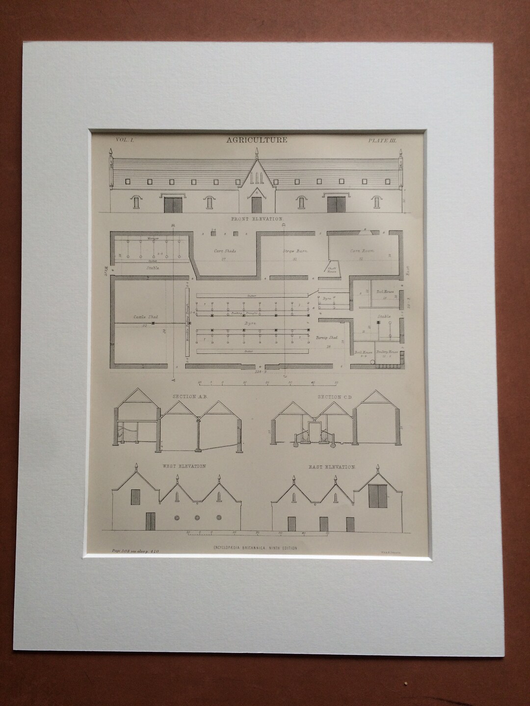 1875 Farm Architectural Diagram Original Antique Matted - Etsy