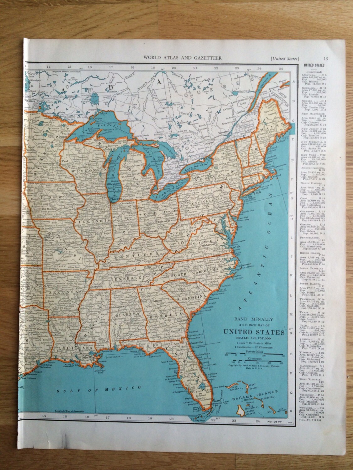 1937 ALABAMA Original Vintage Map, 11 x 14 inches, State Map, Rand ...