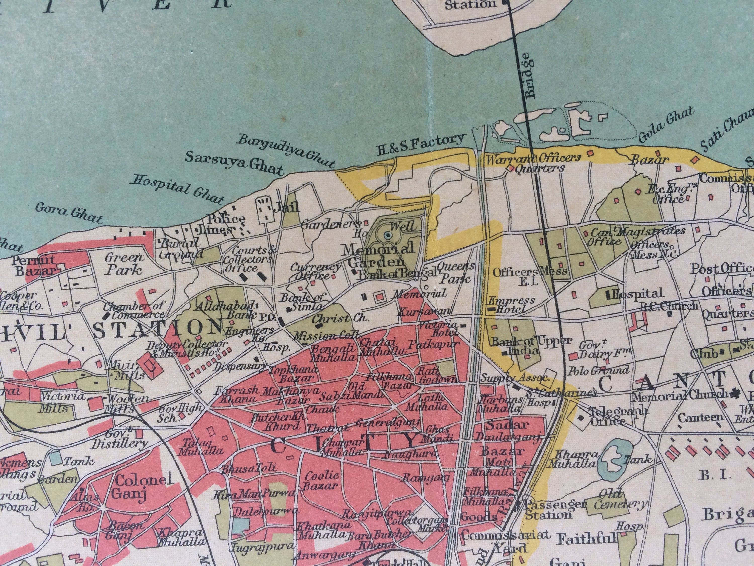 1908 Cawnpore (Kanpur) and Environs Original Antique Map - Available ...