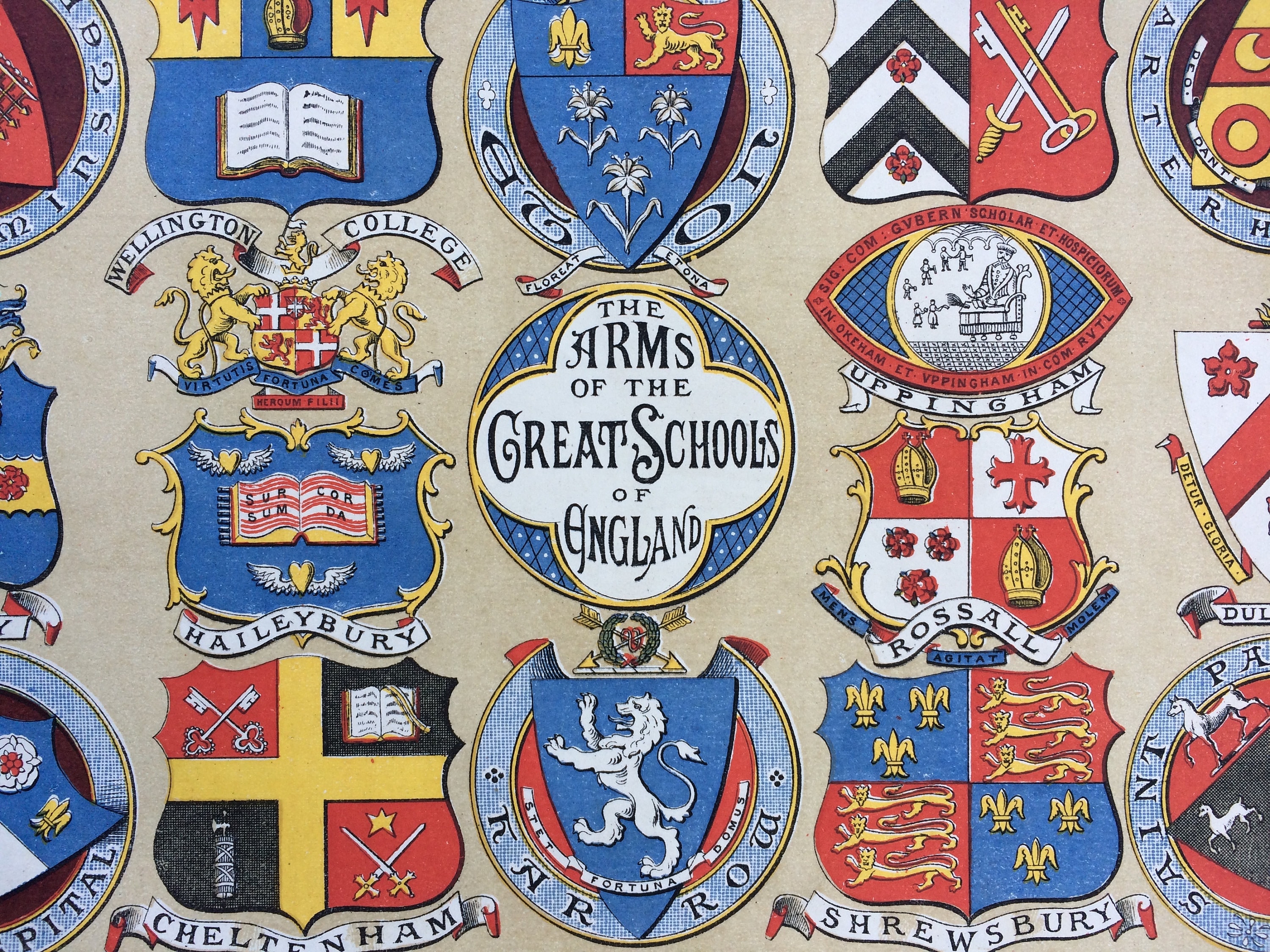 1881 The Arms of the Great Schools of England Original Antique ...