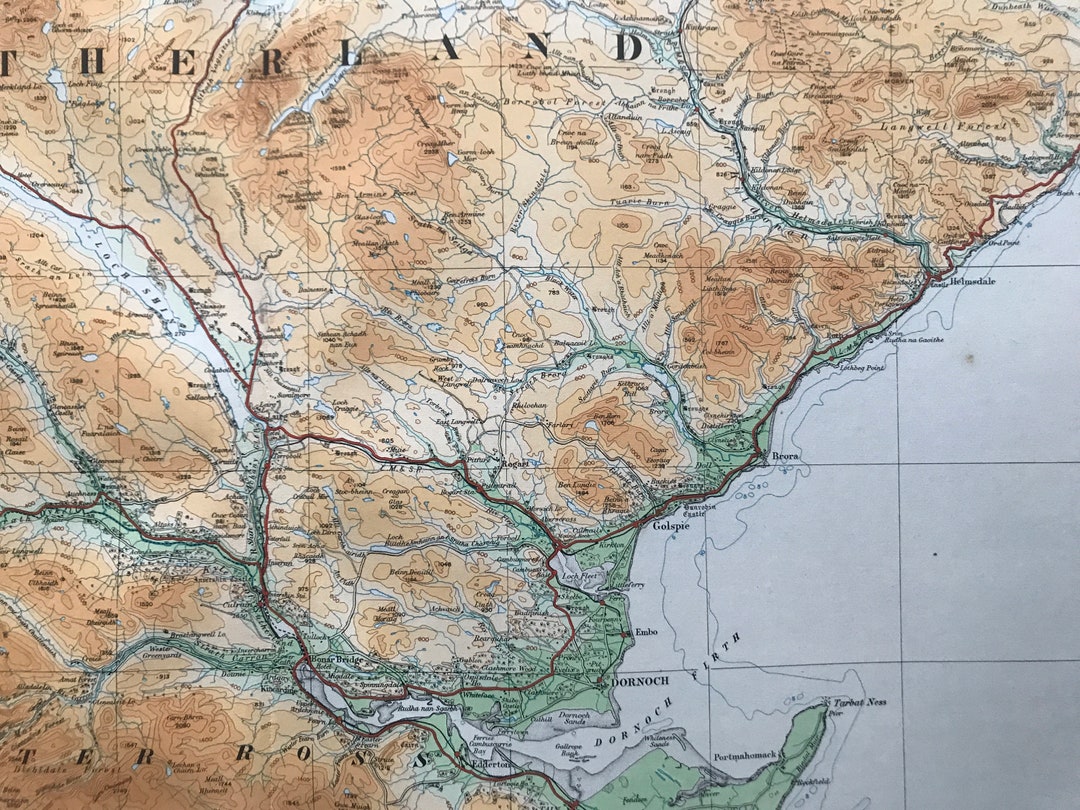 1924 Sutherland and Easter Ross Original Antique Ordnance Survey ...