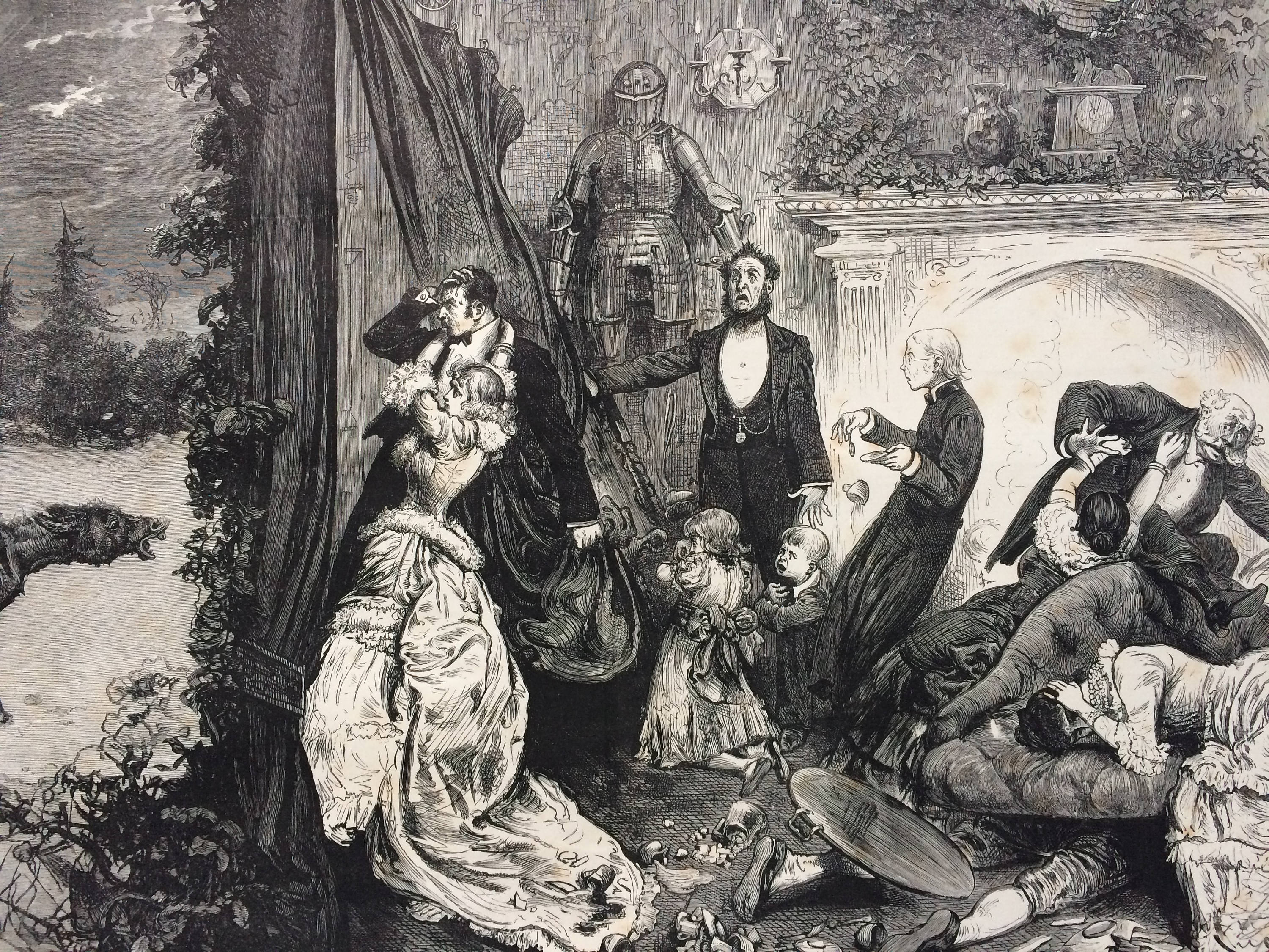 1883 The Interrupted Ghost Story by F. Barnard Large Original Antique ...