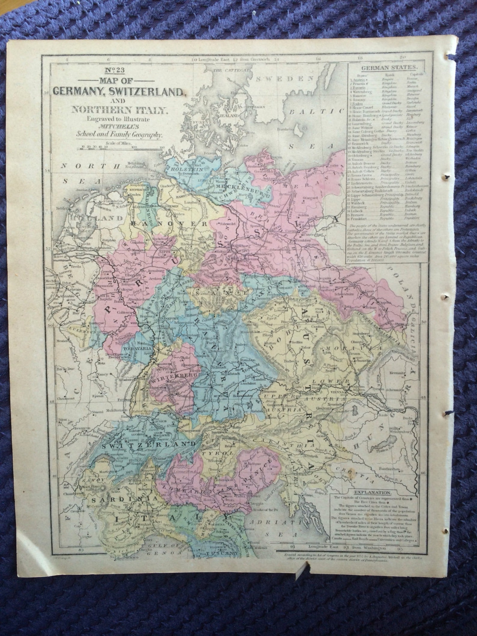 1855 Germany Switzerland and Northern Italy Original Antique - Etsy UK