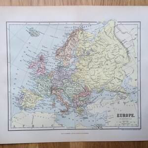 1889 EUROPE Carte antique originale 105 x 125 pouces - Etsy France