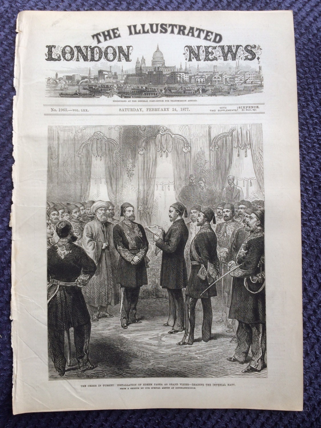 1877 Installation of Edhem Pasha as Grand Vizier antique print from ...