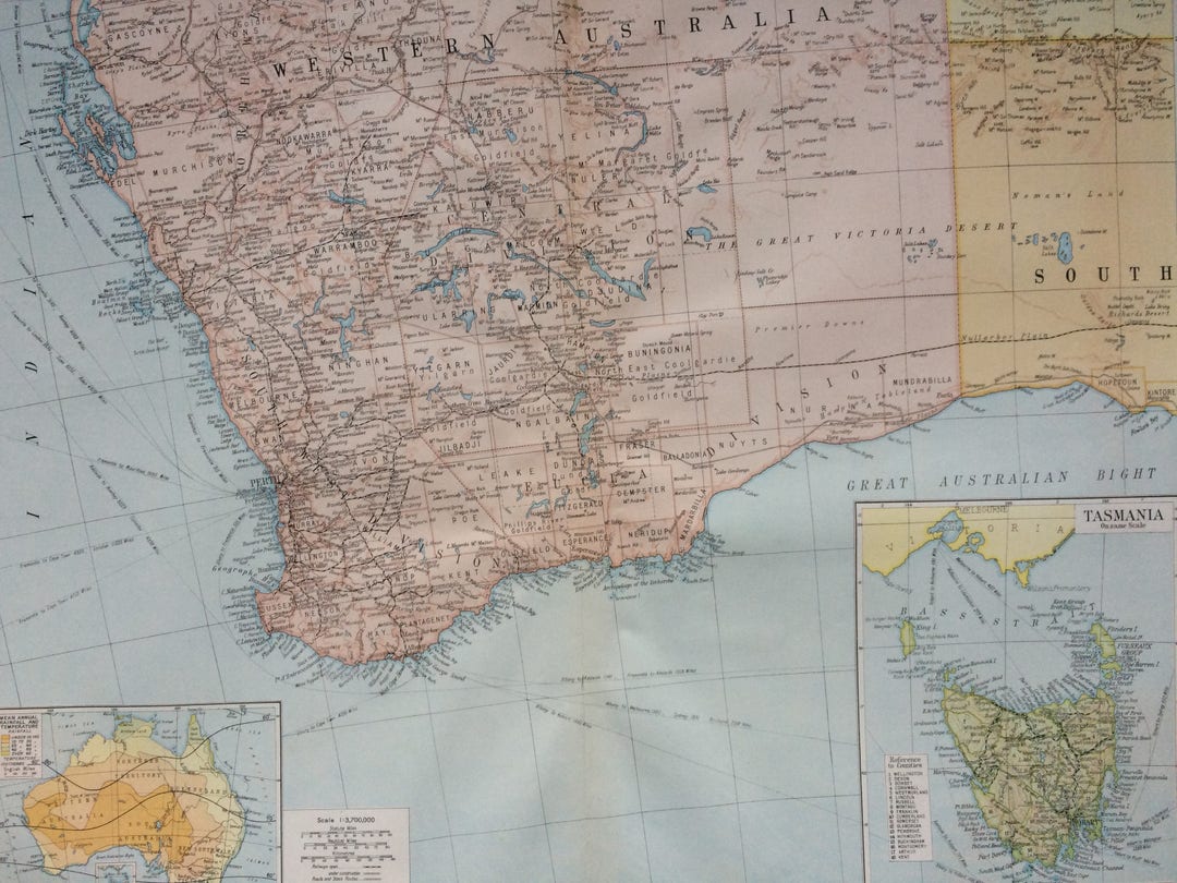 1920 Australia southwest Extra Large Original Antique Map - Etsy