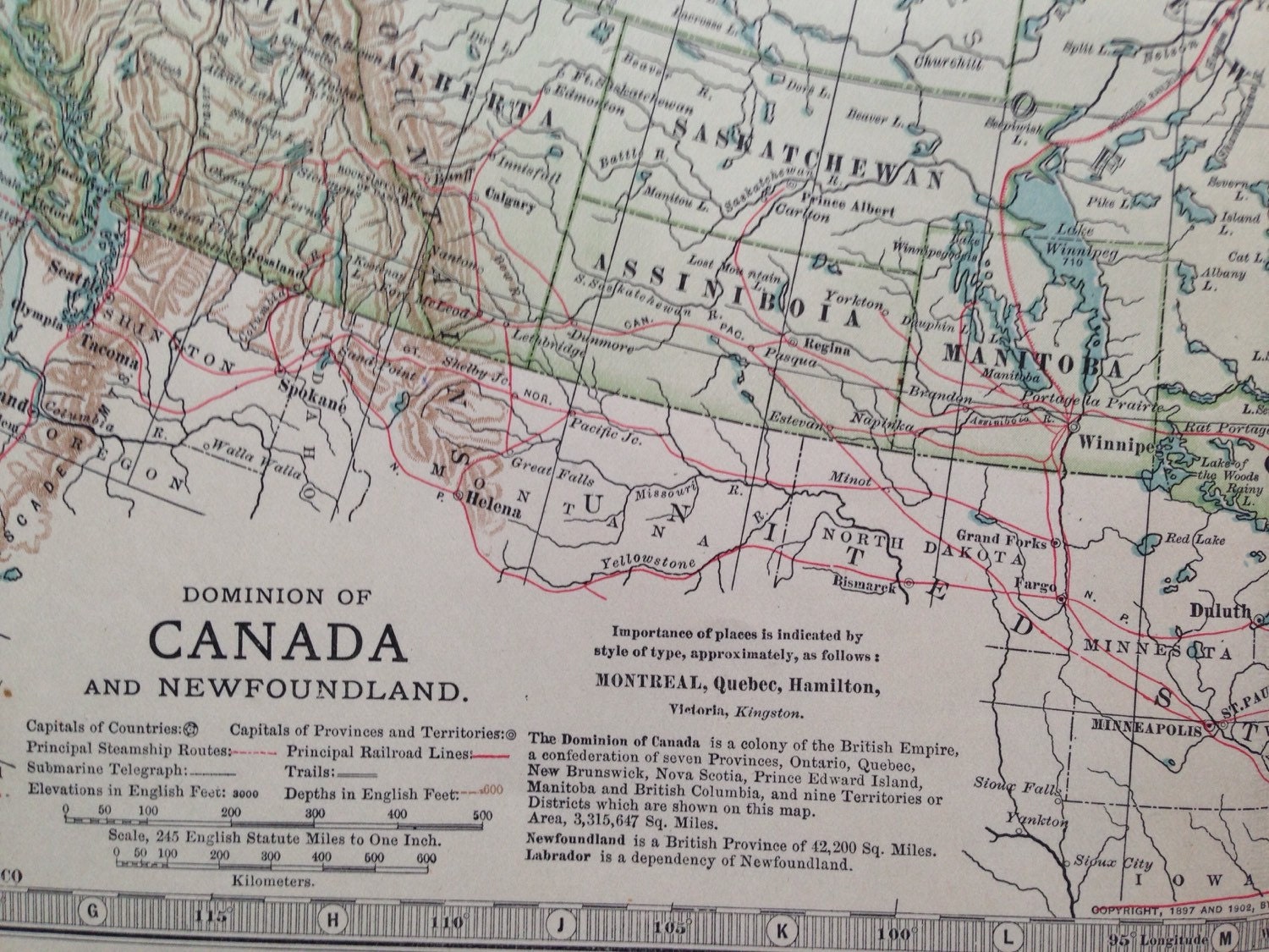 1903 Canada Original Large Antique Map - Wall Map - Home Decor ...