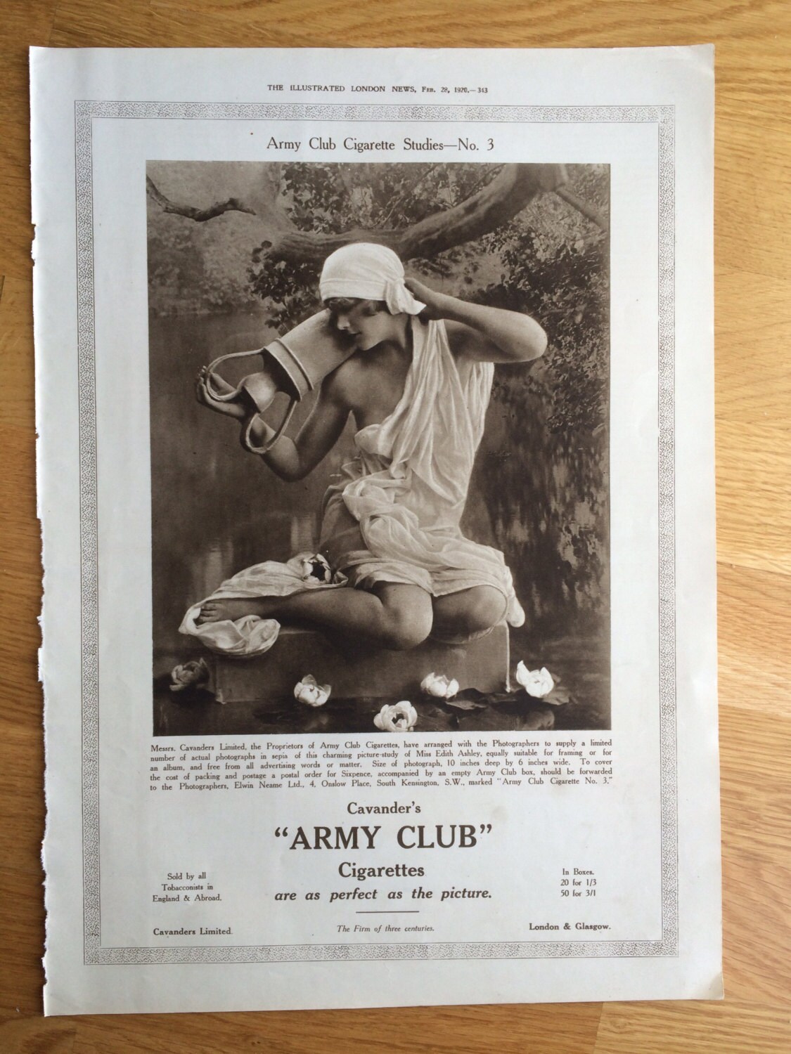 1920 Cavenders 'Army Club' Cigarettes Original Vintage Advertisement ...