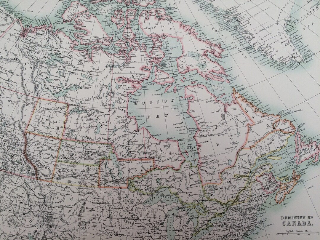 1898 Dominion of Canada Large Original Antique A & C Black Map ...