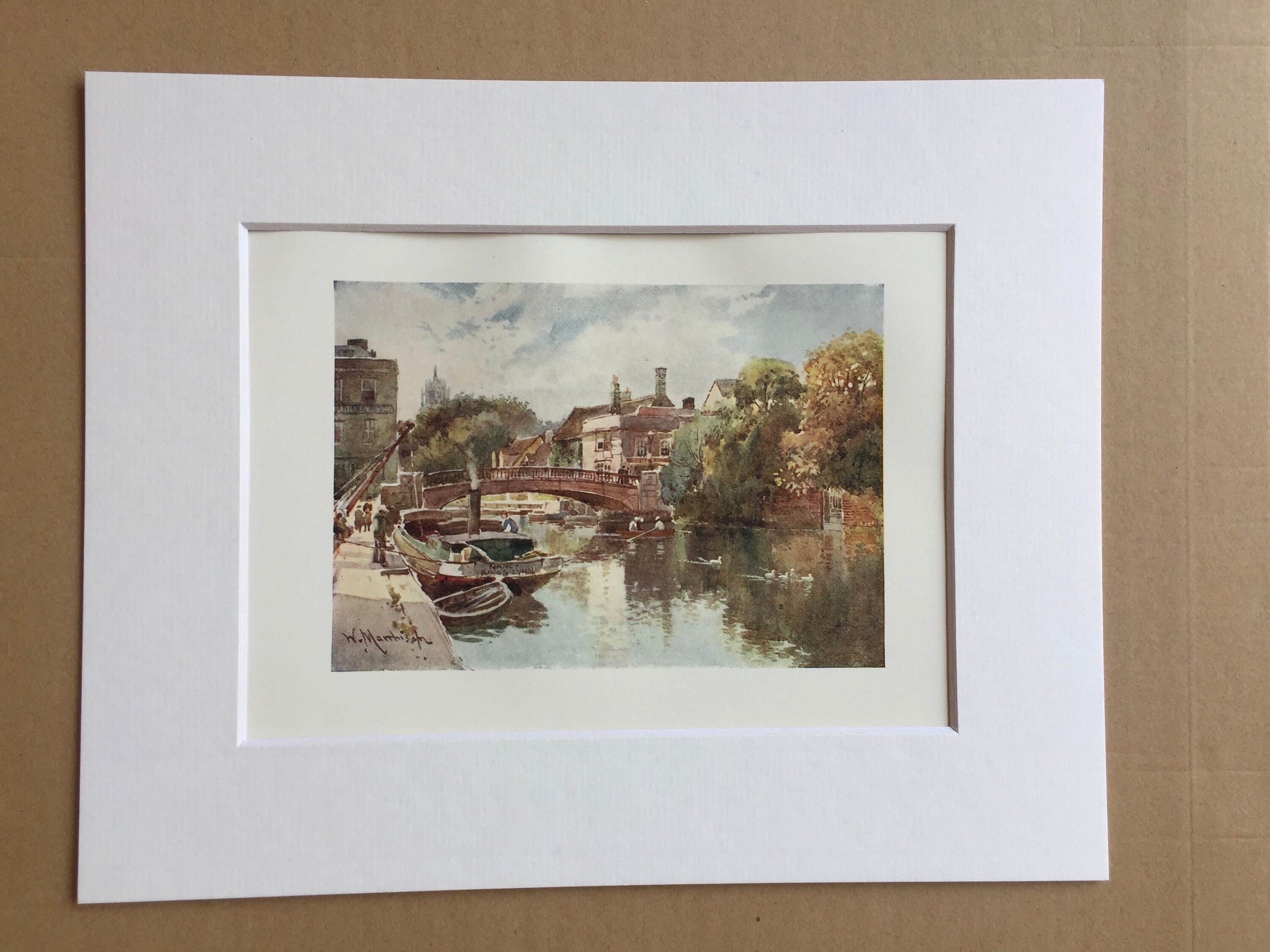 1907 The Great Bridge, Bridge St. Cambridge Original Antique Print ...