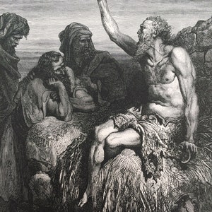 1870 Job and His Friends Original Antique Gustave Dore | Etsy