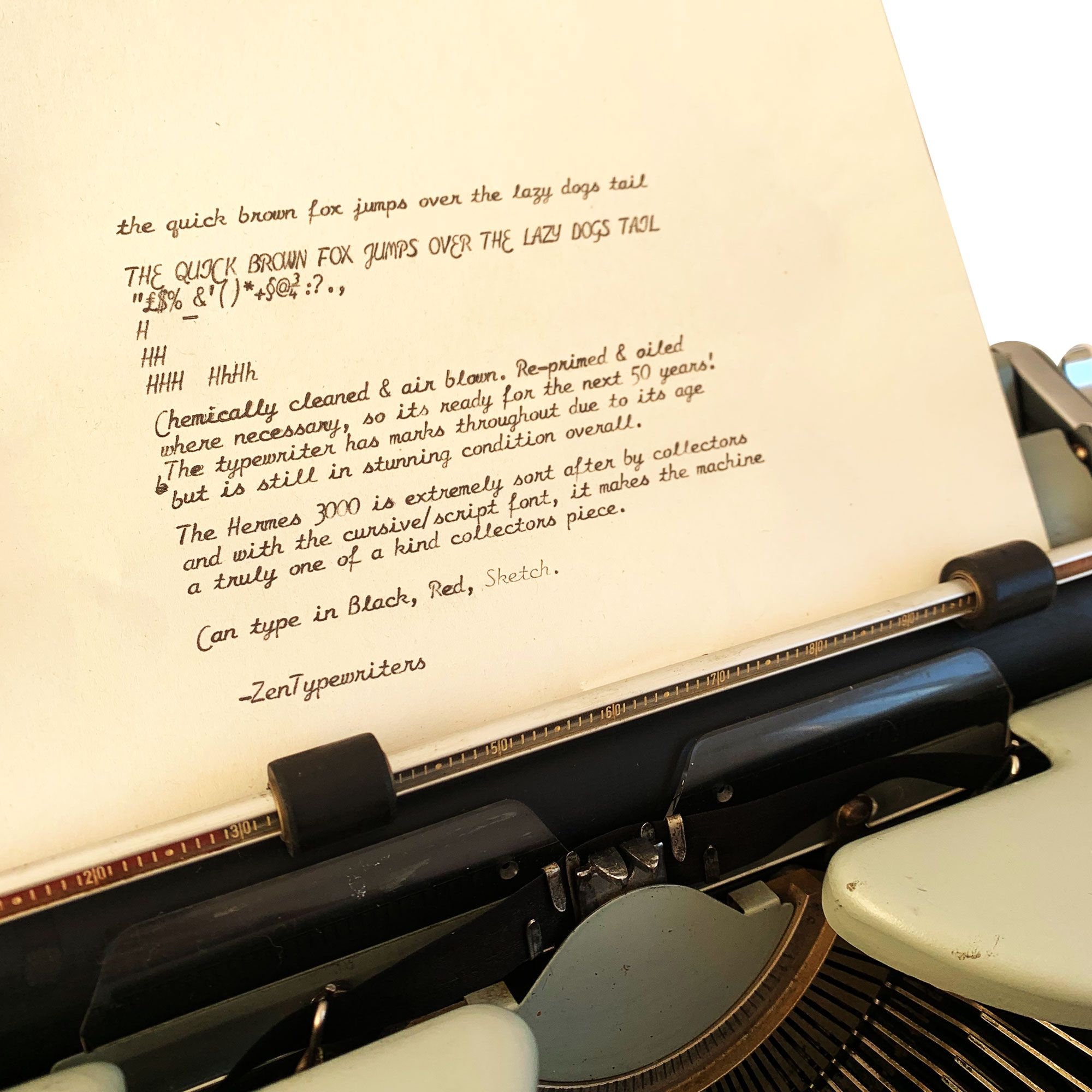 Sea Foam Hermes 3000 Typewriter Cursive/script Font With Case 1960's ...