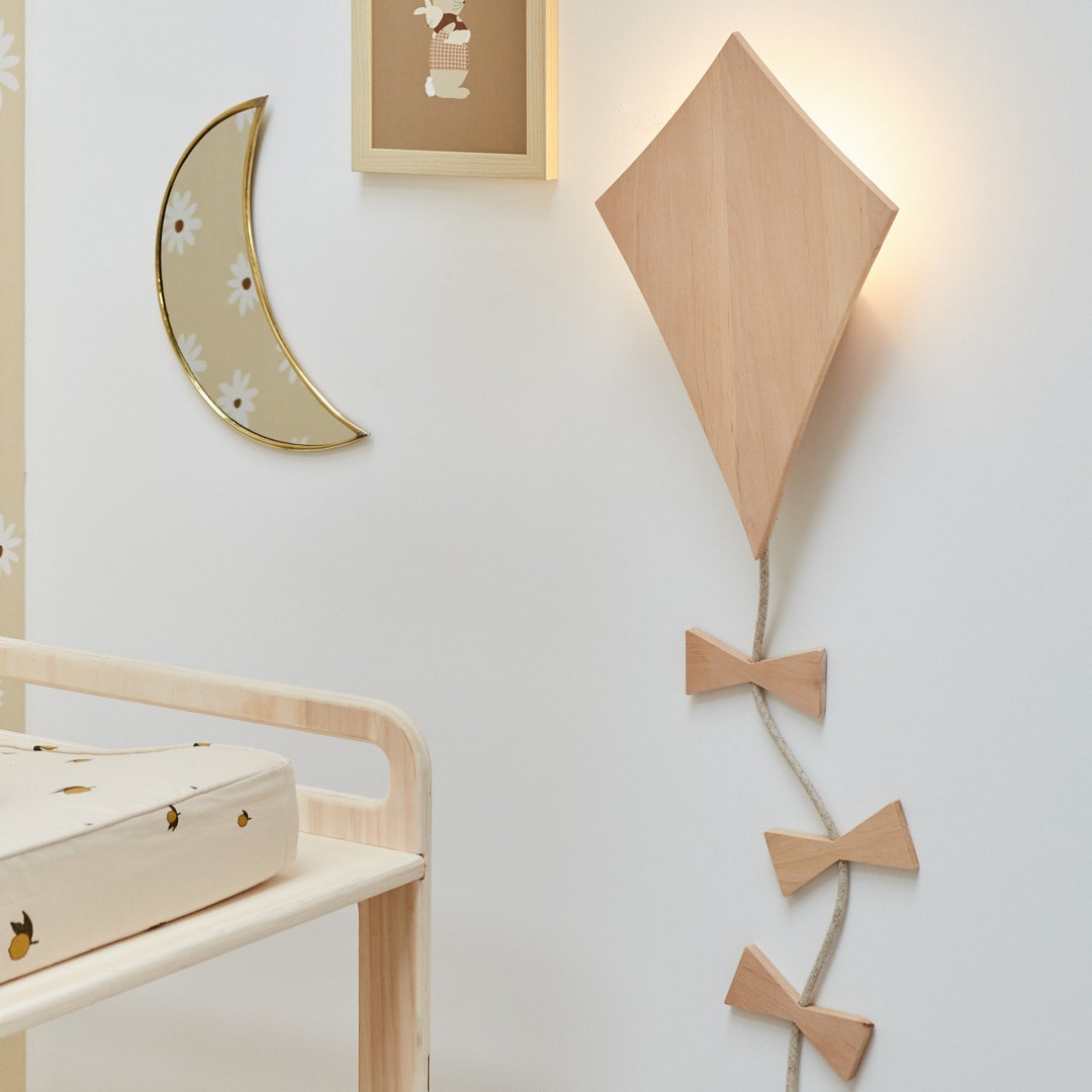 Wooden Lamp Kite - Wall Lamp Made of Wood - Etsy