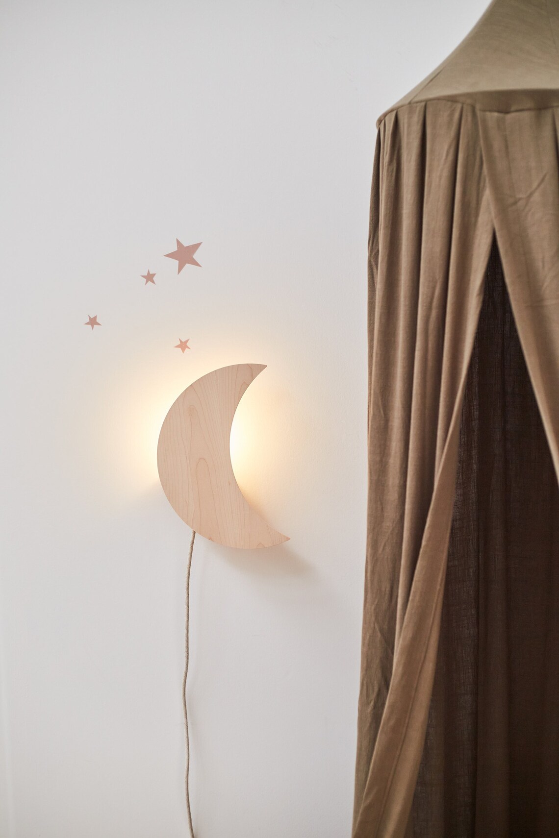 Wooden Moon Lamp Modern Maple Wood Wall Hanging Lamp for - Etsy