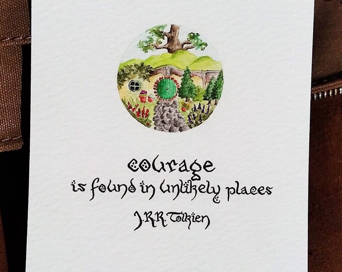 Bag End Tiny Art Print – Watercolor Painting With Hobbiton Script ...