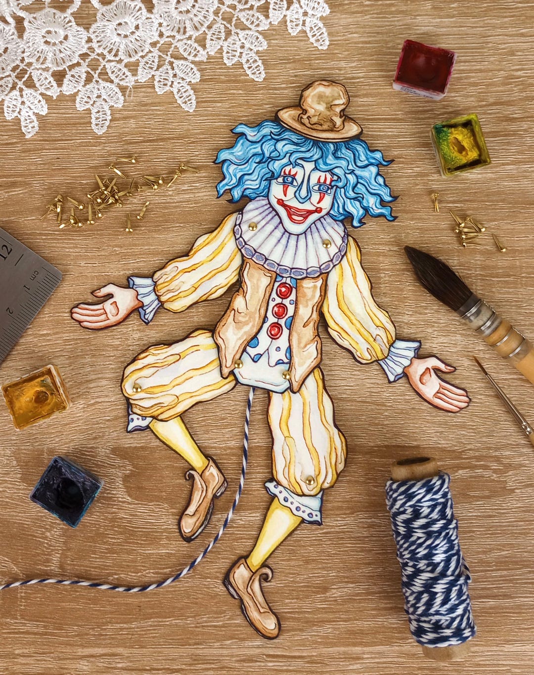 Printable Articulated Paper Jumping Jack Doll: Lemonade the Clown (PDF ...