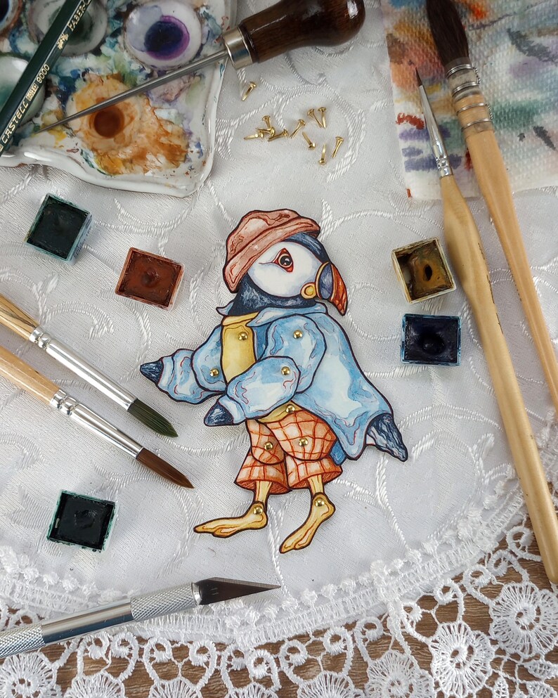 Watercolor Puffin & Piper Paper Doll Kit OR Fully Assembled Dolls ...