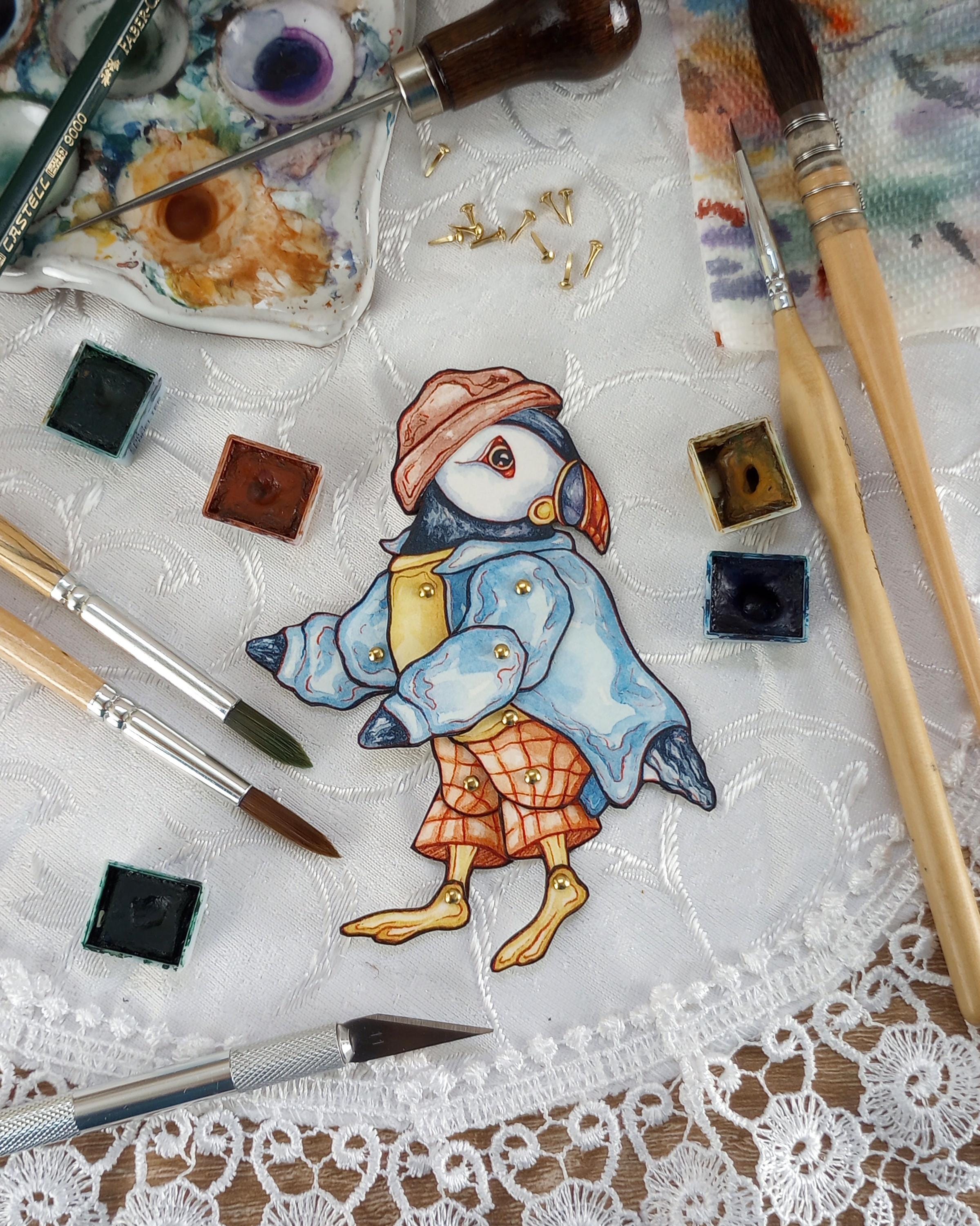 Watercolor Puffin & Piper Paper Doll Kit OR Fully Assembled Dolls ...