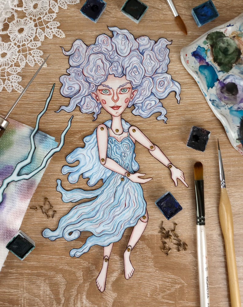 Printable Thunderstorm Sprite Paper Doll: Watercolor Fairy (PDF ...