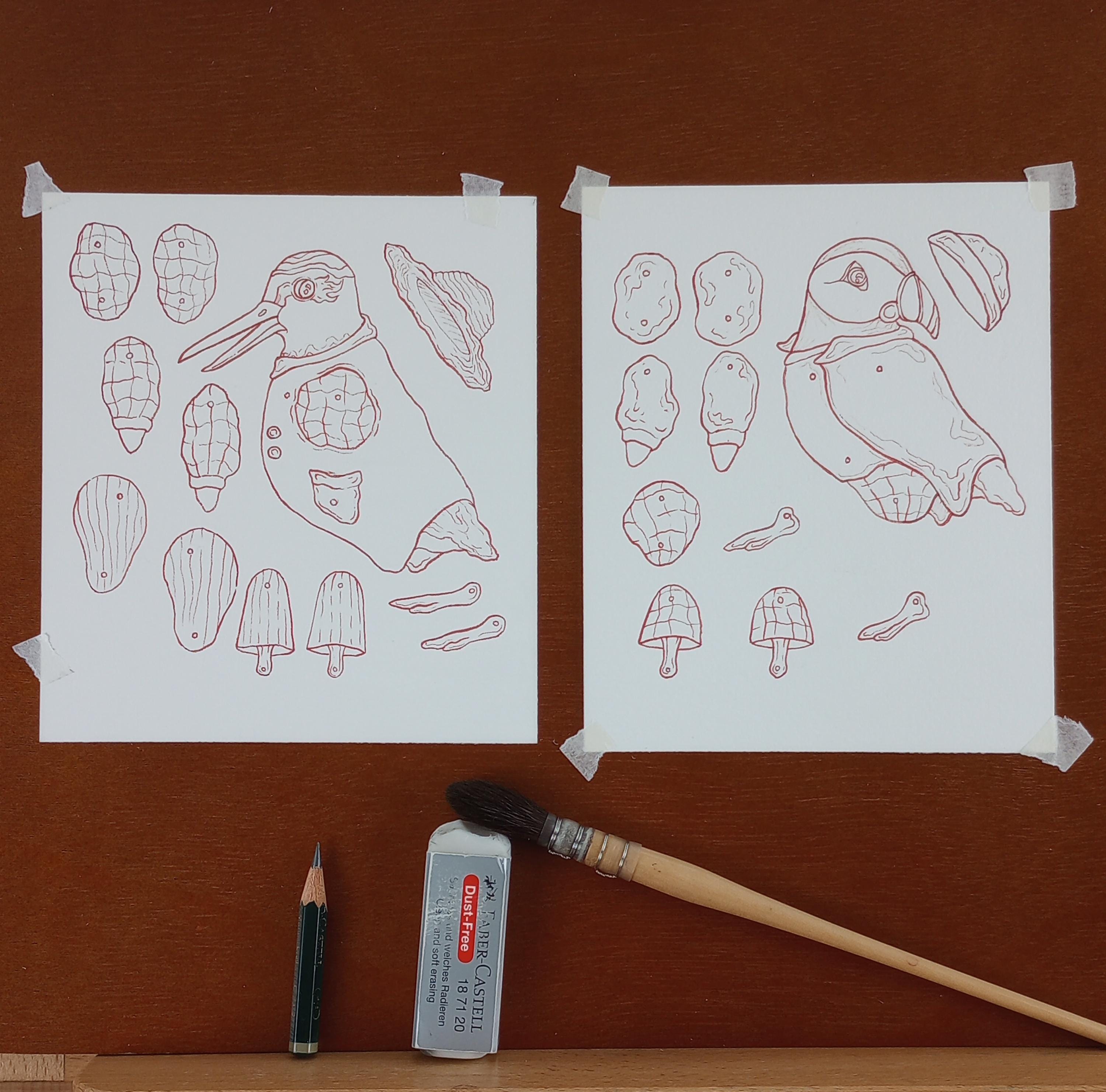 Watercolor Puffin & Piper Paper Doll Kit OR Fully Assembled Dolls ...