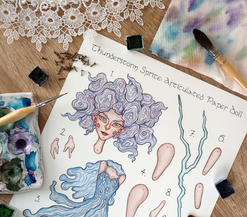Printable Thunderstorm Sprite Paper Doll: Watercolor Fairy (PDF ...