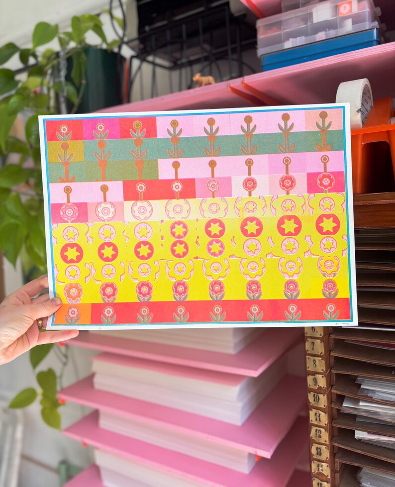 Flower Animation Riso Print - Etsy