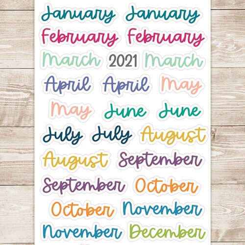 MONTHS of the YEAR Script Planner Stickers SCR-002 Erin - Etsy