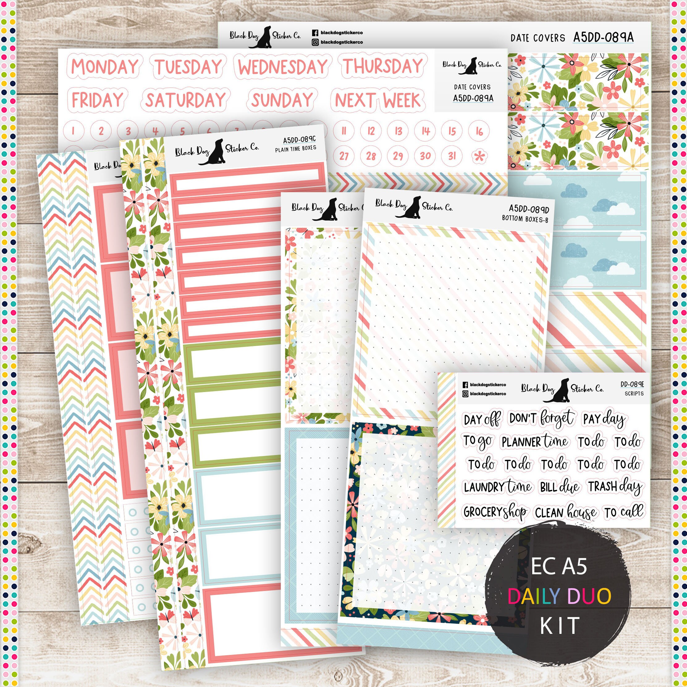 Stickers Planner Stickers Erin Condren EC A5 Daily Duo Weekly Kit A5DD ...