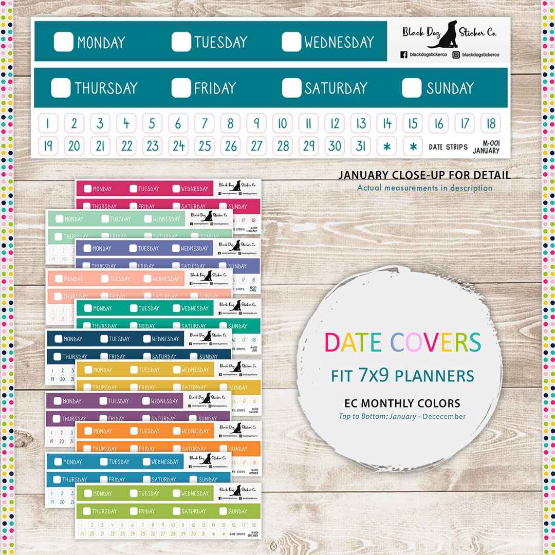 Date Covers Strips Week Headers Planner Stickers Erin Condren 20-21 ...