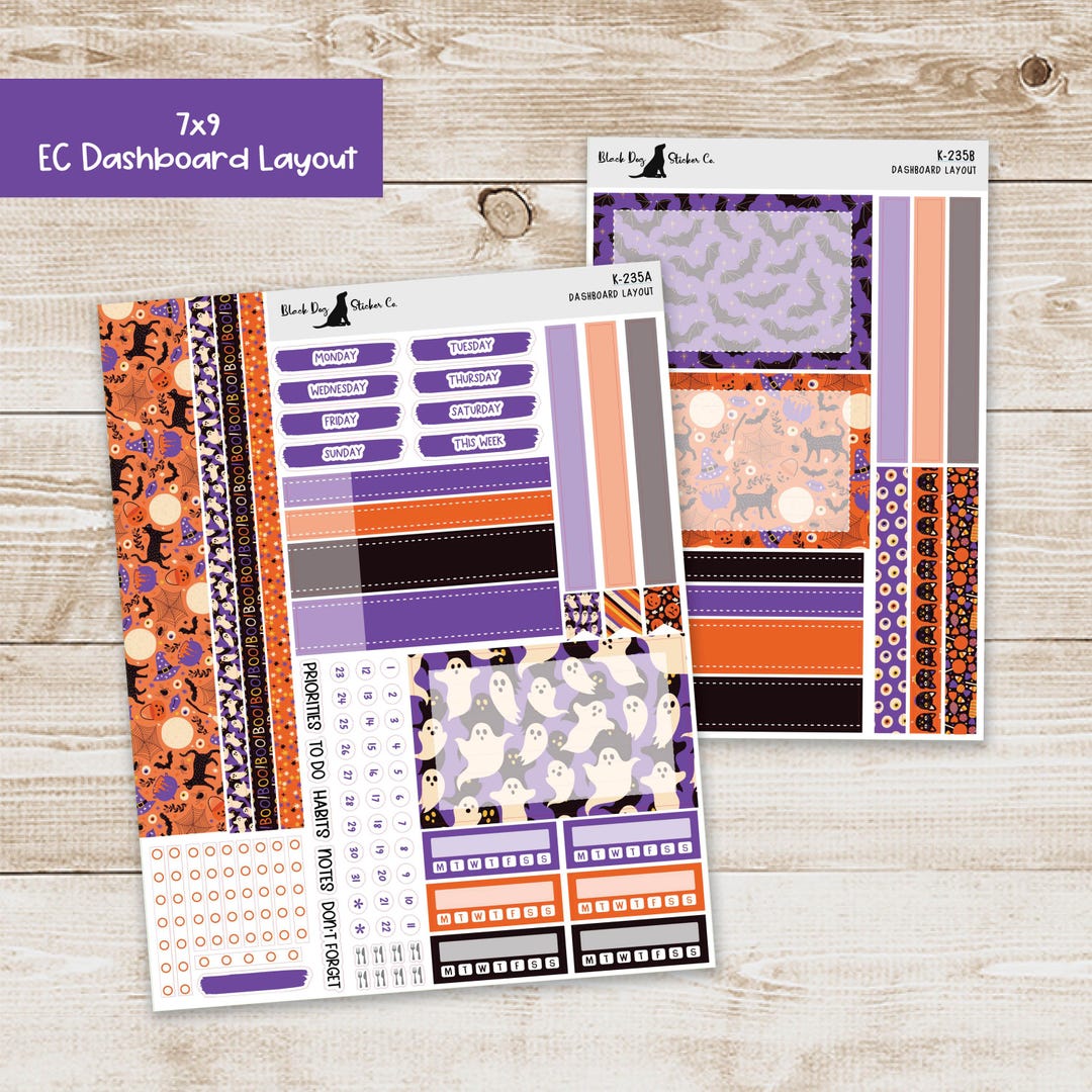 DB-235 Erin Condren EC 7x9 Dashboard Layout Weekly Kit - Trick or Treat ...