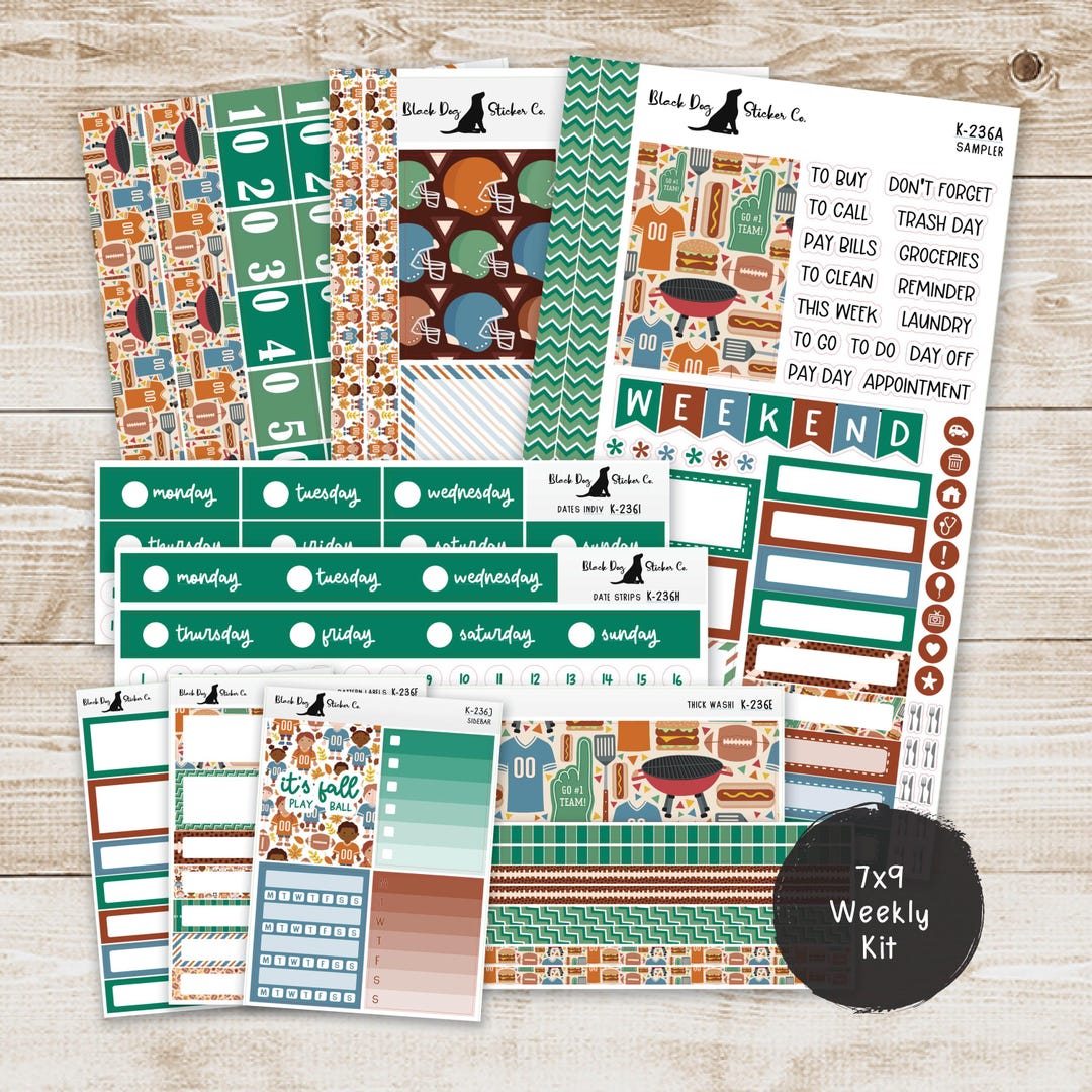 K-236 Weekly Kit & Add-ons - Football Fanatic - Planner Stickers - Etsy