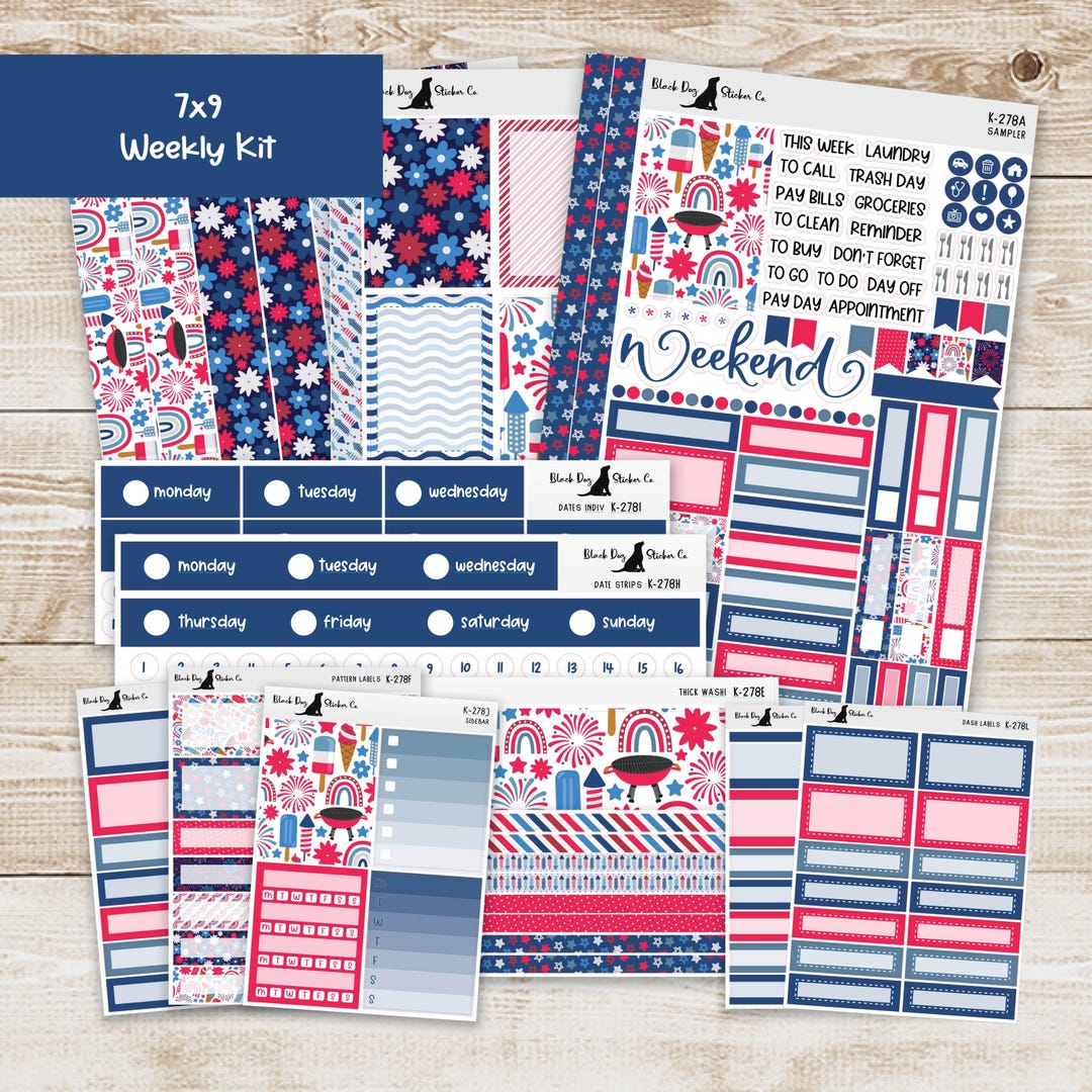 K-278 Weekly Kit & Add-ons - Fourth of July - Planner Stickers - Etsy