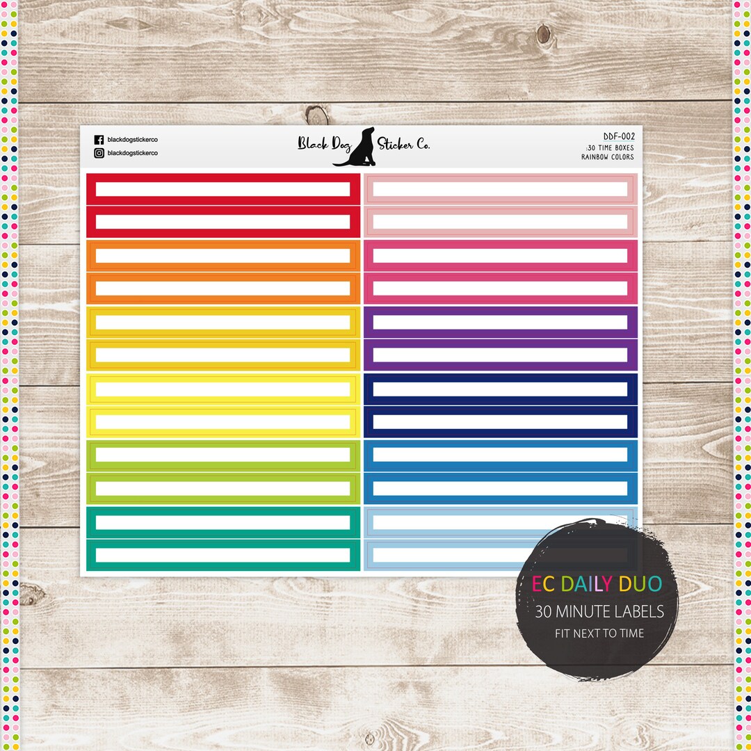 30 Minute Time Labels - Erin Condren Daily Duo - Planner Stickers - BD ...