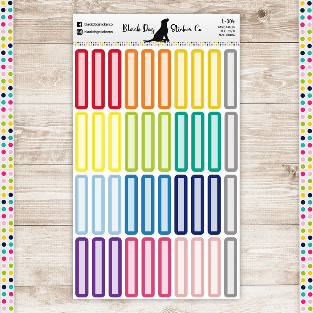 BASIC LABELS Rainbow Colors - Planner Stickers - Erin Condren - Half ...