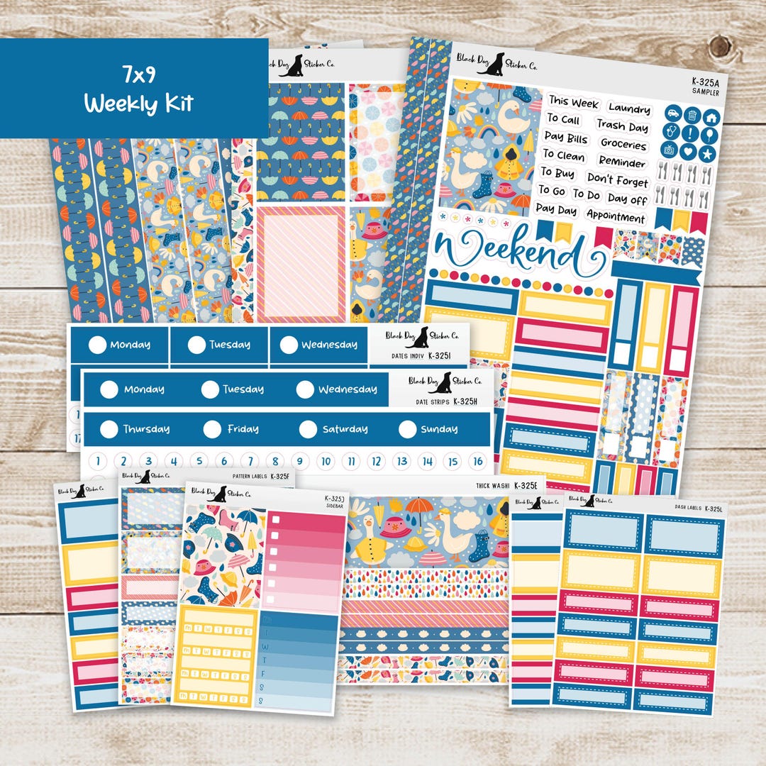 K-325 Weekly Kit & Add-ons - April Showers - Planner Stickers - Etsy