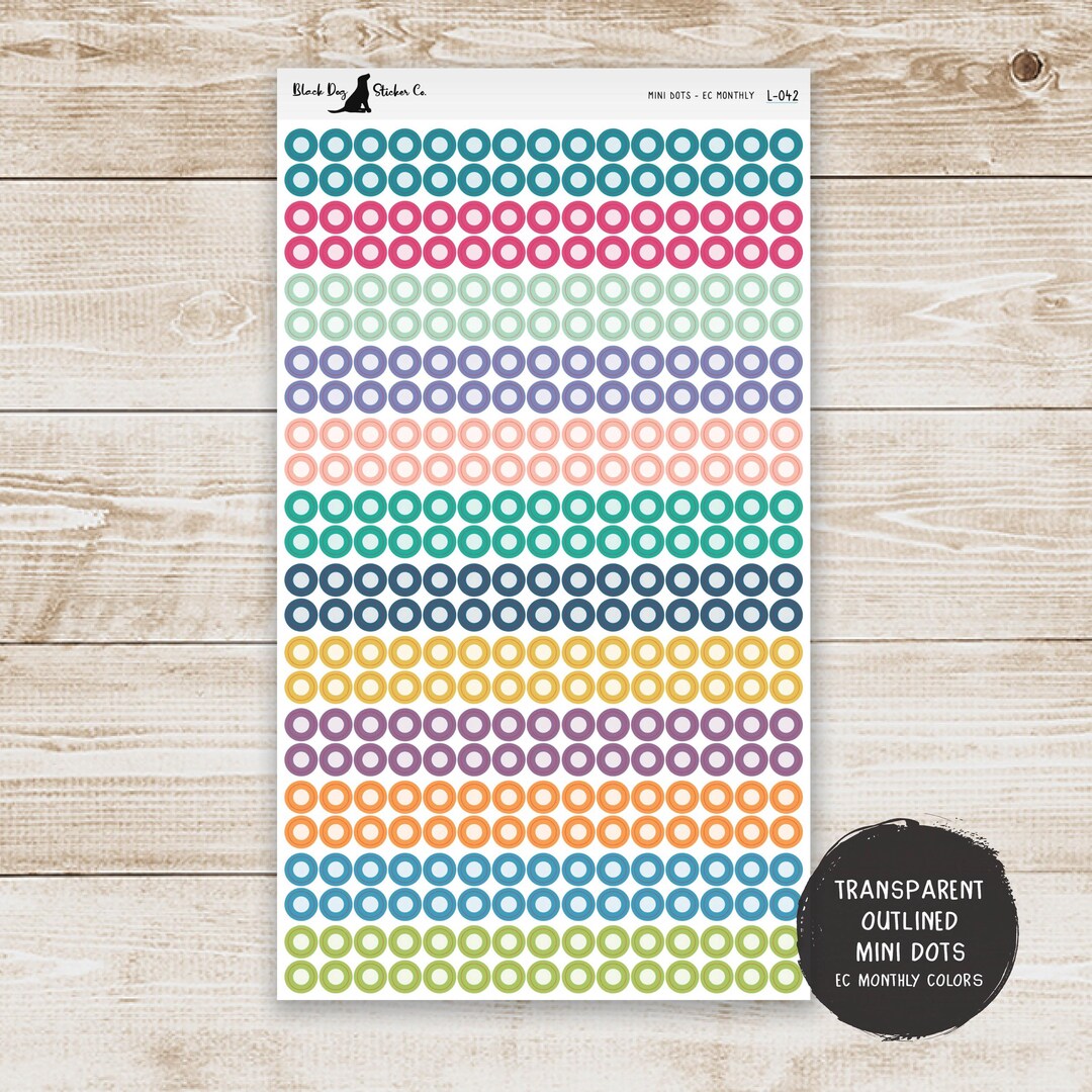 TRANSPARENT Outlined Mini Dot Planner Stickers - Erin Condren Monthly ...