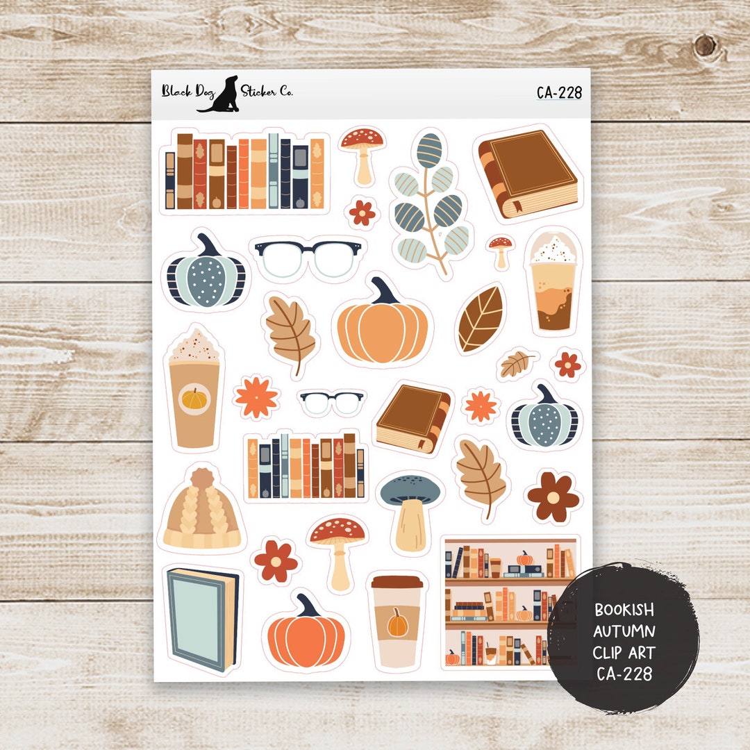Bookish Autumn - Decorative Fall Clip Art Stickers - Planner Stickers ...