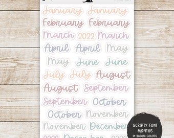 MONTHS of the YEAR Script Planner Stickers SCR-002 Erin - Etsy