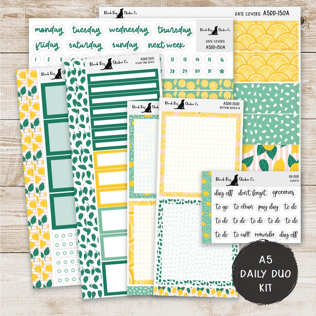 Erin Condren EC A5 Daily Duo Weekly Kit Summer Lemons Planner Stickers ...