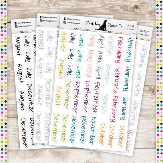 Months of the Year Script Planner Stickers Jen Plans JP-052 | Etsy
