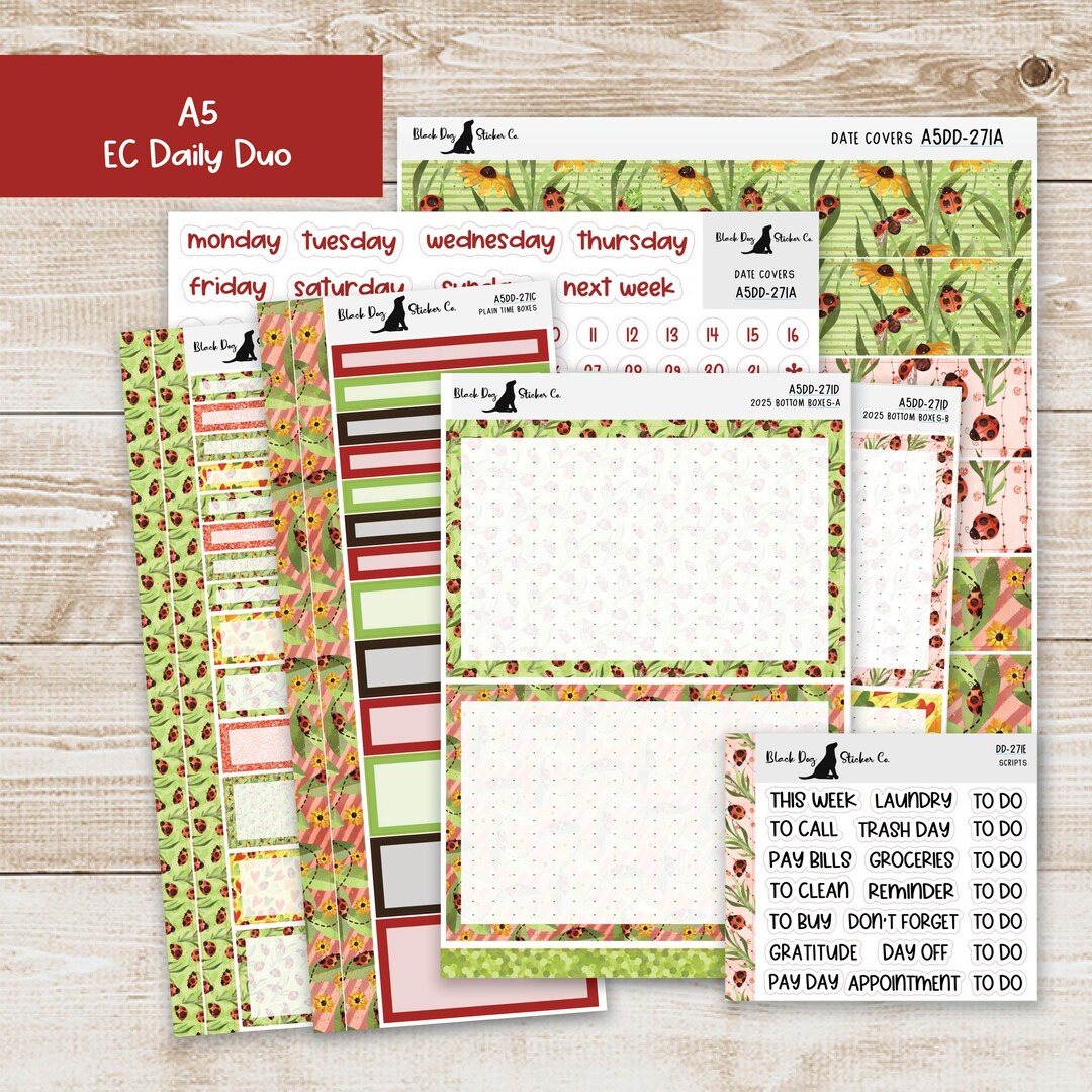 A5DD-271 EC A5 Daily Duo Weekly Kit - Lil Ladies - Planner Stickers - Etsy