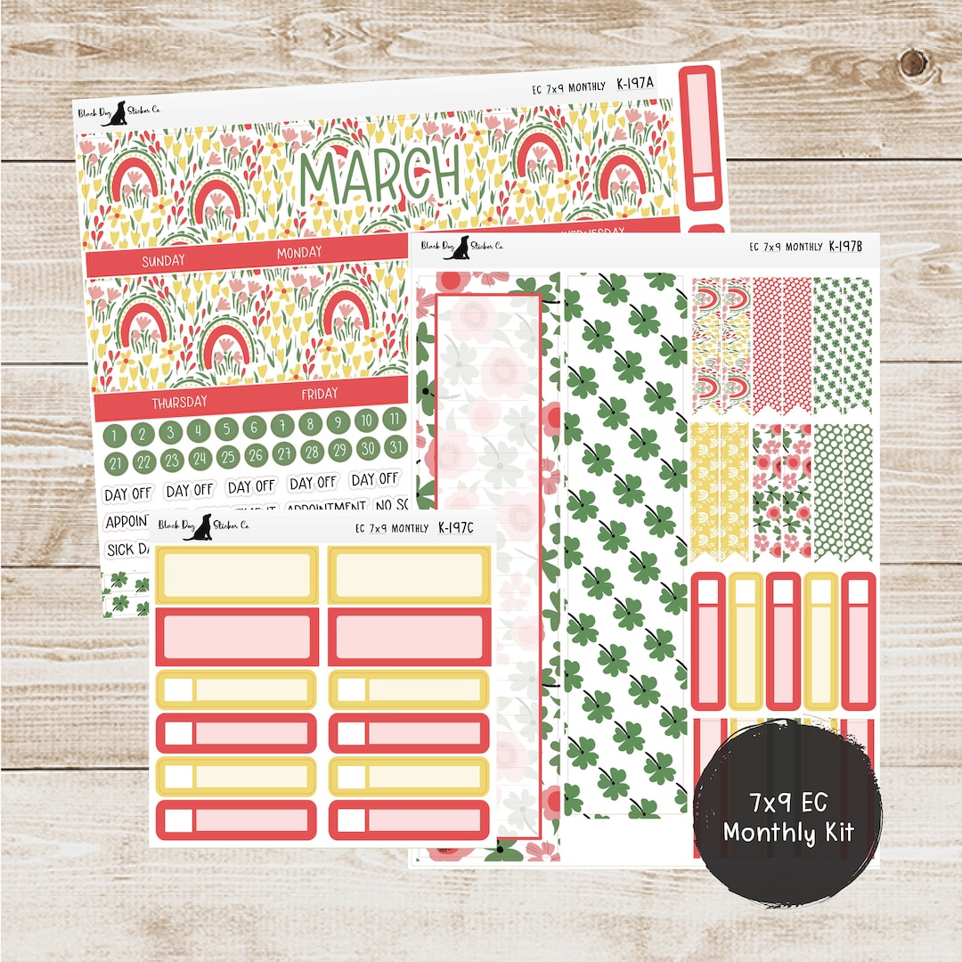 K-197 Erin Condren EC 7x9 Monthly Kit - March 2024 - Good Luck Charm ...