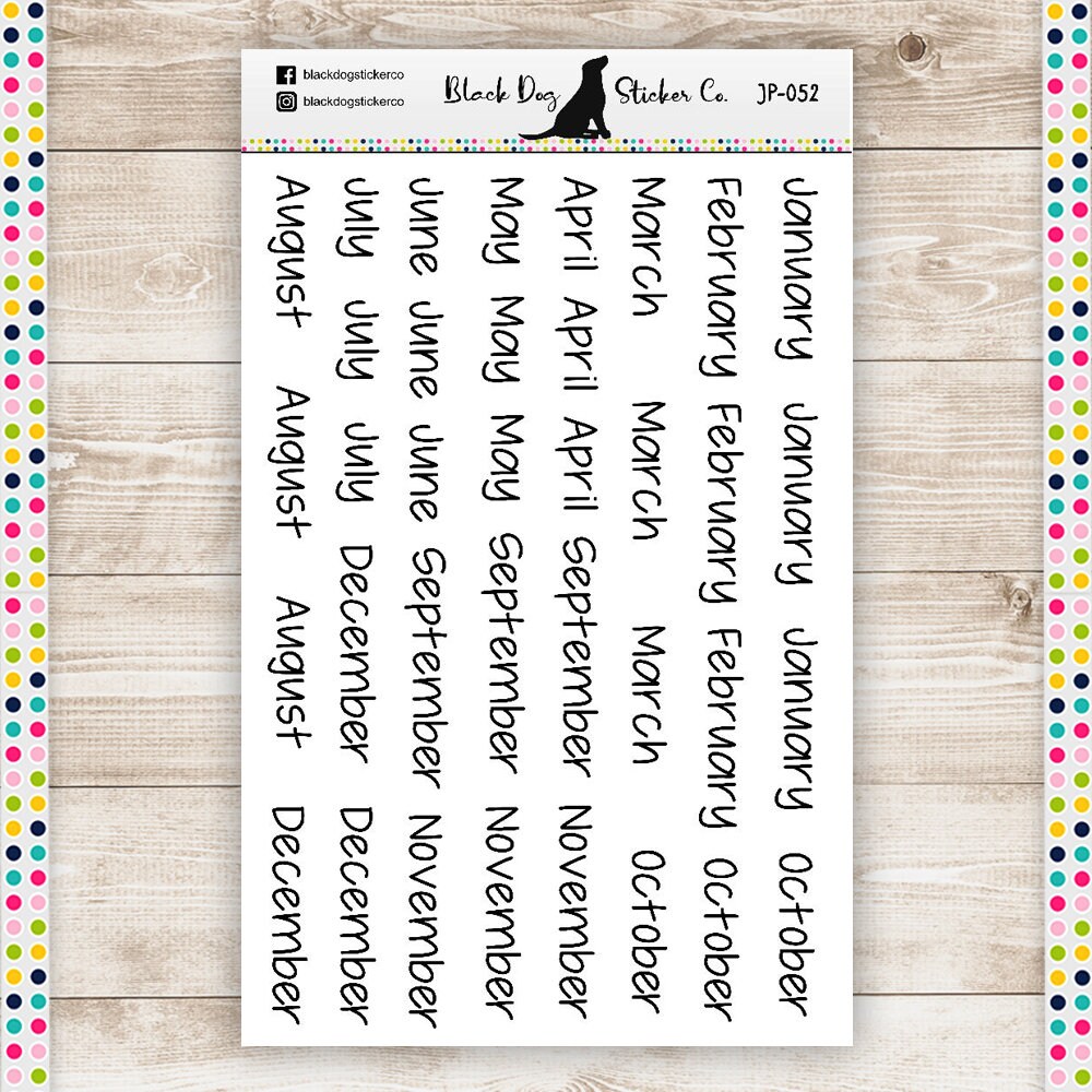 Months of the Year Script Planner Stickers Jen Plans JP-052 | Etsy