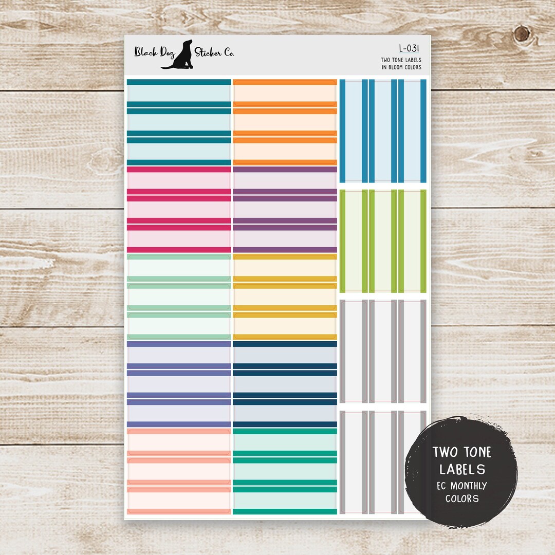 Two Tone LABELS Planner Stickers - Erin Condren - EC Monthly Colors L ...