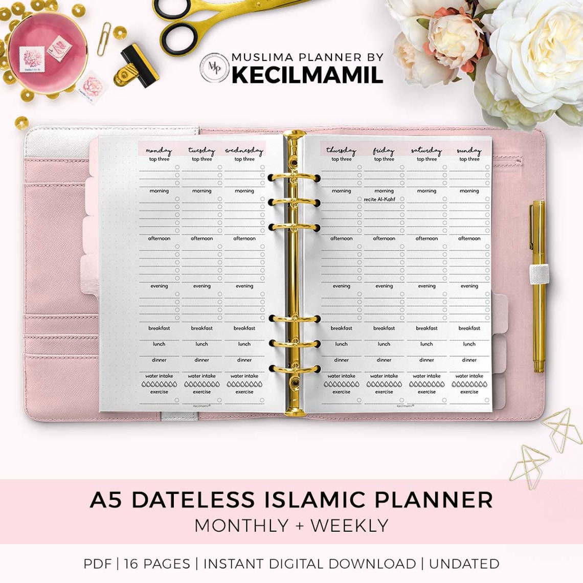 ISLAMIC PLANNER by Kecilmamil A5 Size for 1 Month Dateless printable ...