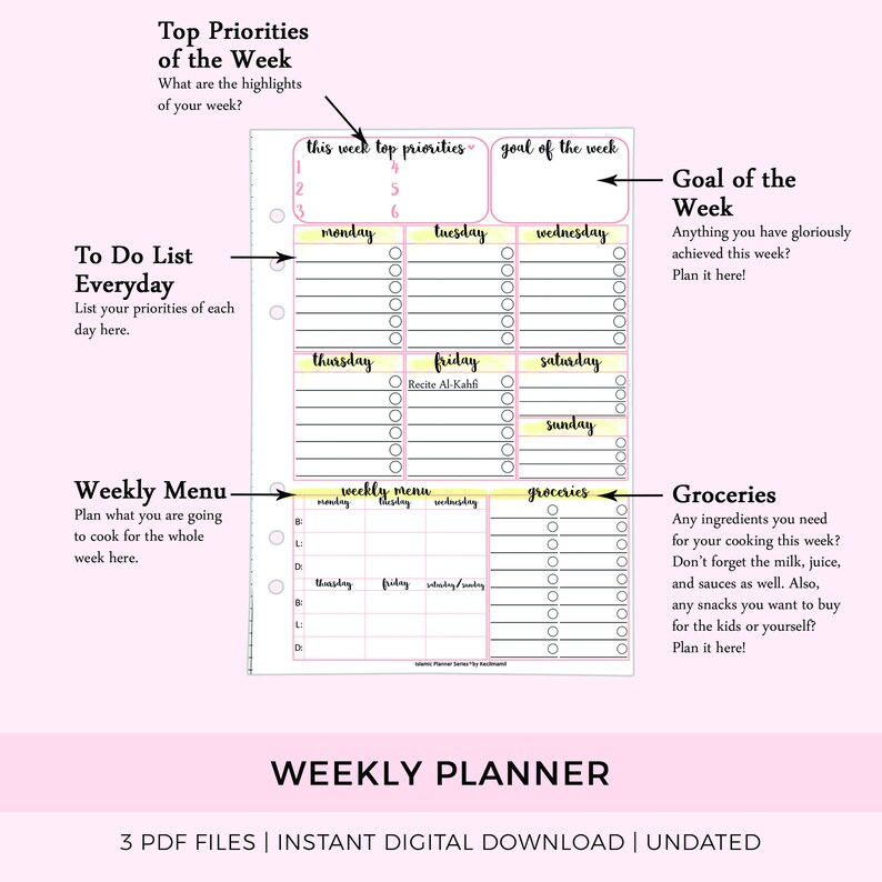 Islamic DAILY, WEEKLY, & MONTHLY Planners by Kecilmamil (A5 Size ...