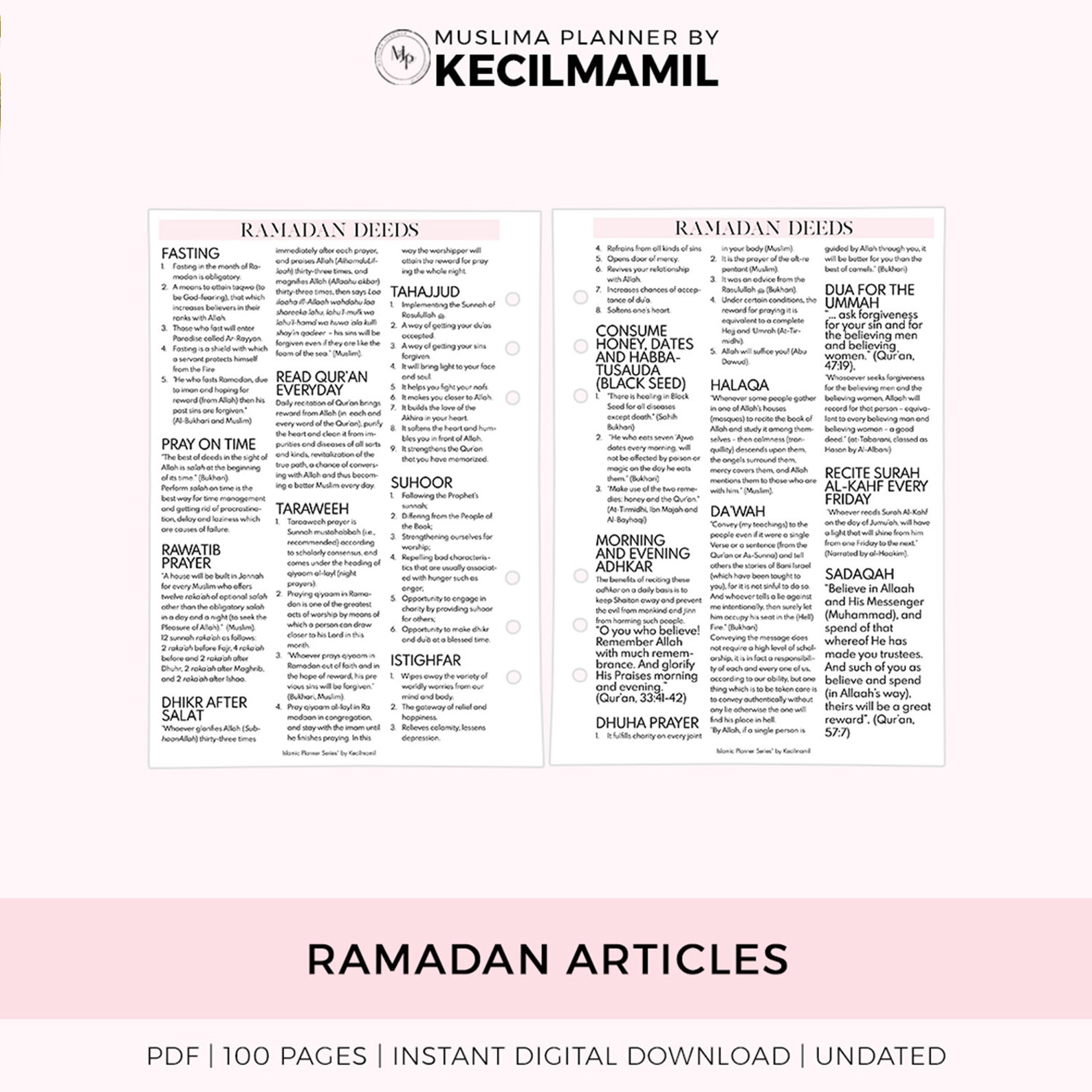 RAMADAN PLANNER by Kecilmamil (printable - Instant Download PDF Files ...