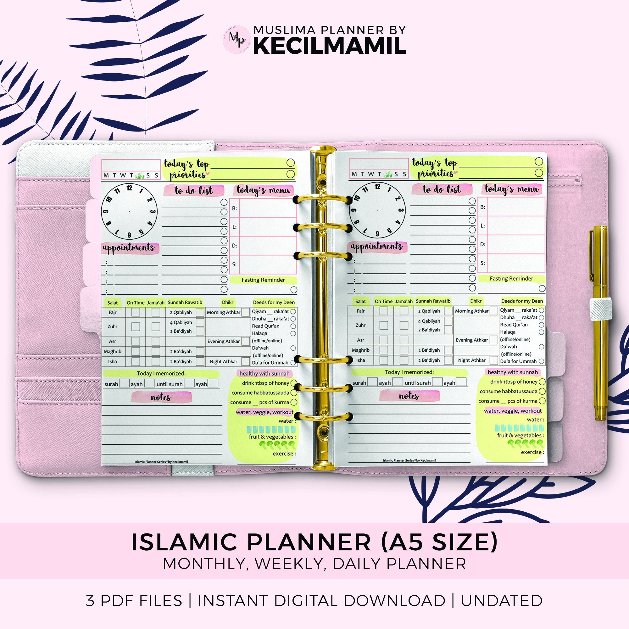 Islamic DAILY, WEEKLY, & MONTHLY Planners by Kecilmamil A5 Size ...
