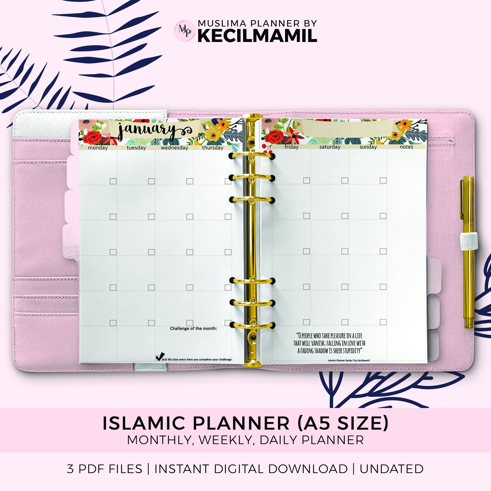 Islamic A5 Planner: Daily, Weekly, Monthly (printable Digital Download ...